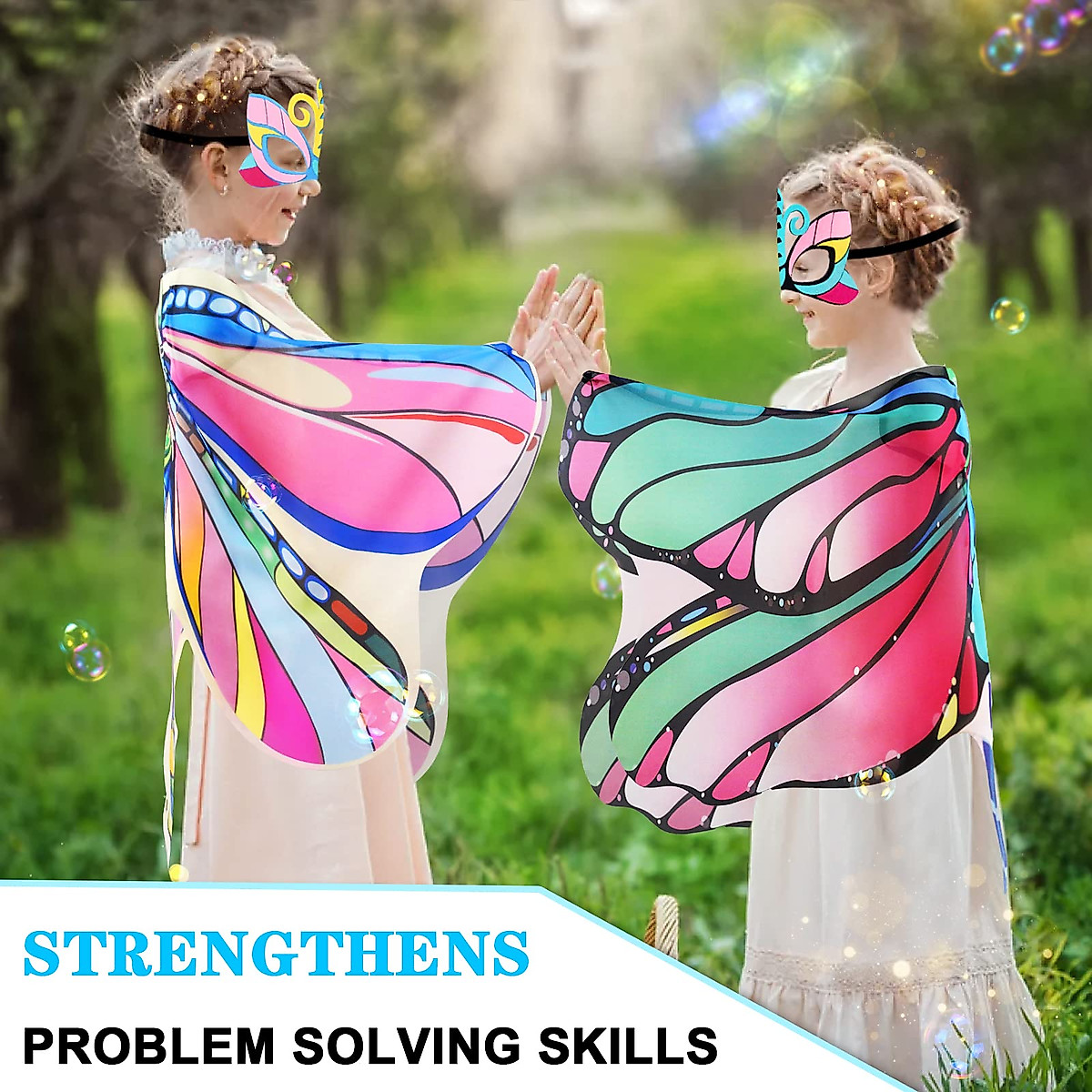 iROLEWIN Kids Bug-Costume Dragonfly-Wings for Girls and Mask Butterfly Dress-Up Wings as Boys Halloween Party Favors