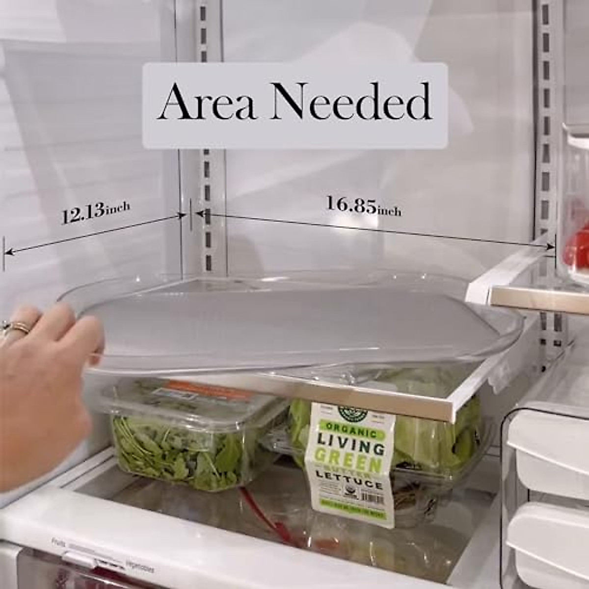 LAMU Lazy Susan Turntable Organizer for Refrigerator, 15.67'' Clear Rectangular Fridge Organizer Storage, Lazy Susan for Cabinet, Table, Pantry, Kitchen, Countertop