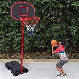 Elitezip Portable Basketball Hoop and Goal, Height Adjustable 5-7ft/6-10ft Outdoor Basketball Goal for Youth Kids Indoor Outdoor Use (Red-Adjustable Height 5ft-7ft)