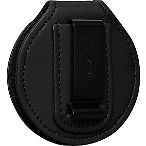 Perfect Fit Sheriff Star Badge Holder Belt Badge Clip and Neck Chain Black Leather (Cutout 199)