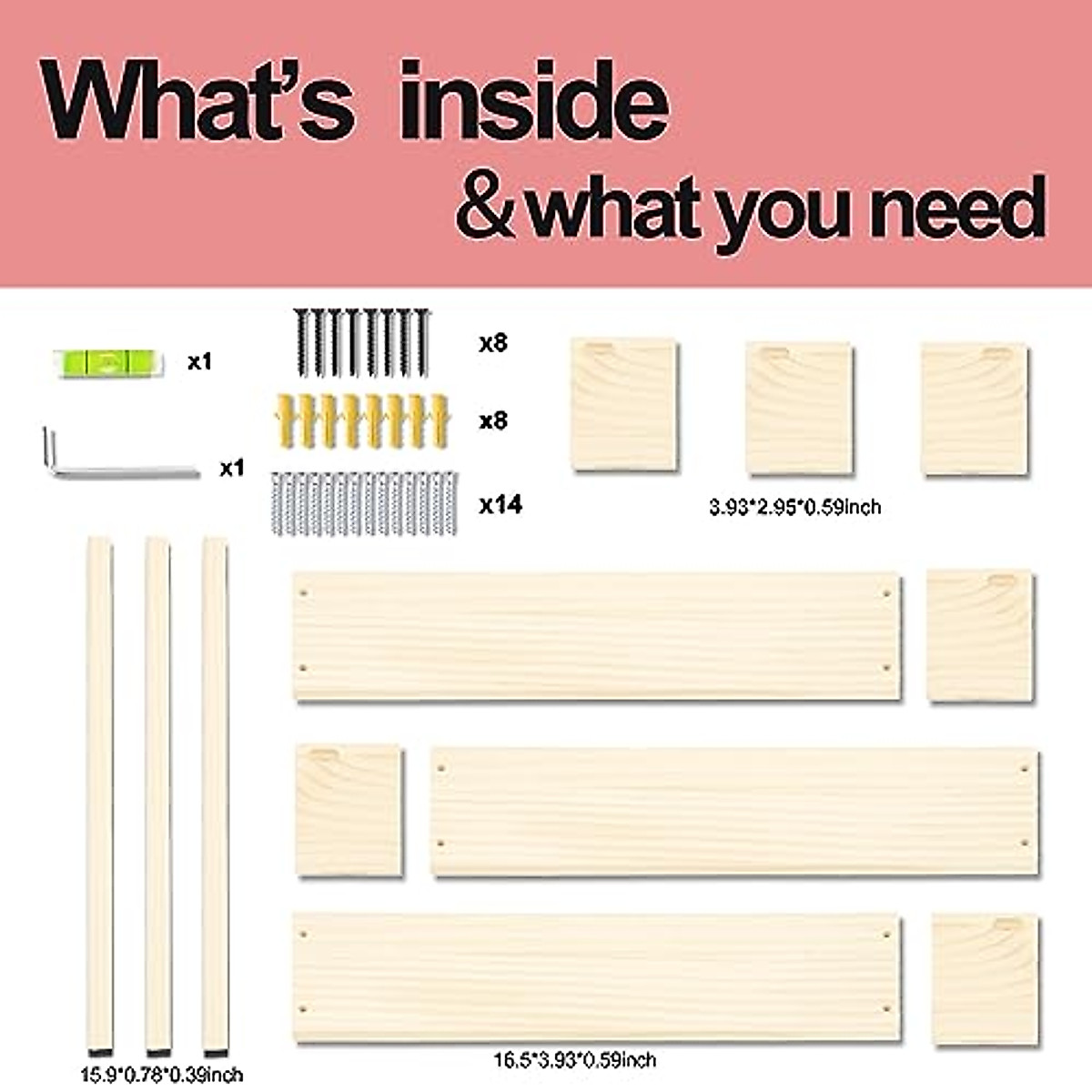 Fixwal Nursery Book Wall Shelves, 16.5 Inch Floating Bookshelves for Wall Set of 3, Baby Nursery Decor, Solid Wood Wall Mounted Shelves for Books, Toys and Decor Storage (Natural Wood)