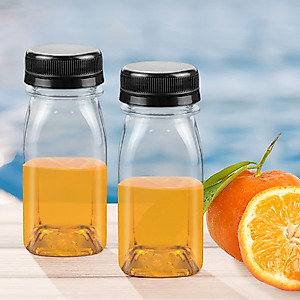 Cmkura 24 Pack Plastic Juice Bottles with Caps, 4oz Empty Reusable Mini Plastic Containers with Lids for Juice, Drinking and More Beverages