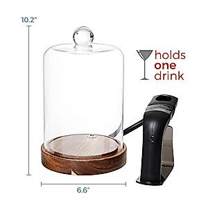 Crafthouse by Fortessa Individual Mini Glass Smoke Cloche for Cocktails/Charcuterie/Drinks/Food with Handheld Smoker, 3 Pieces, Clear (CFH.5.9211)