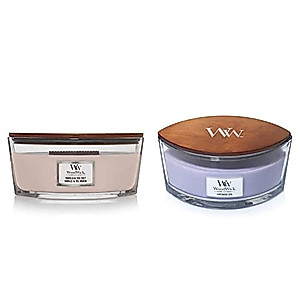 Woodwick Ellipse Scented Candle, Vanilla & Sea Salt, 16oz | Up to 50 Hours Burn Time & Ellipse Scented Candle, Lavender Spa, 16oz | Up to 50 Hours Burn Time