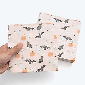 Cheerland Pastel Halloween Theme Napkins - Set of 50 | Adorable Halloween Bat Cat Ghost Pumpkin Design | Indoor/Outdoor