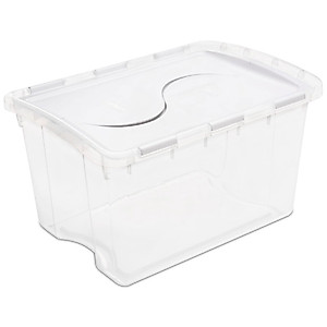 Sterilite 6-Pack Stackable Storage Bin with Lid, Clear Plastic Design, 48 Quart