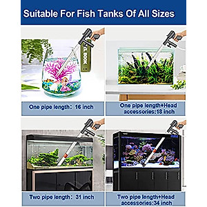 QZQ Aquarium Gravel Cleaner [2023 Edition] Vacuum Fish Tank Vacuum Cleaner Tools for Aquarium Water Changer with Aquarium Thermometers Fish Net kit Use for Fish Tank Cleaning Gravel and Sand