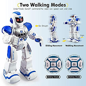 Onadrive Remote Control Robot for Kids Intelligent Programmable Robot with Infrared Controller,Dancing,Singing, Moonwalking and LED Eyes,Gesture Sensing Toys Kit for Childrens Entertainmen (Blue)