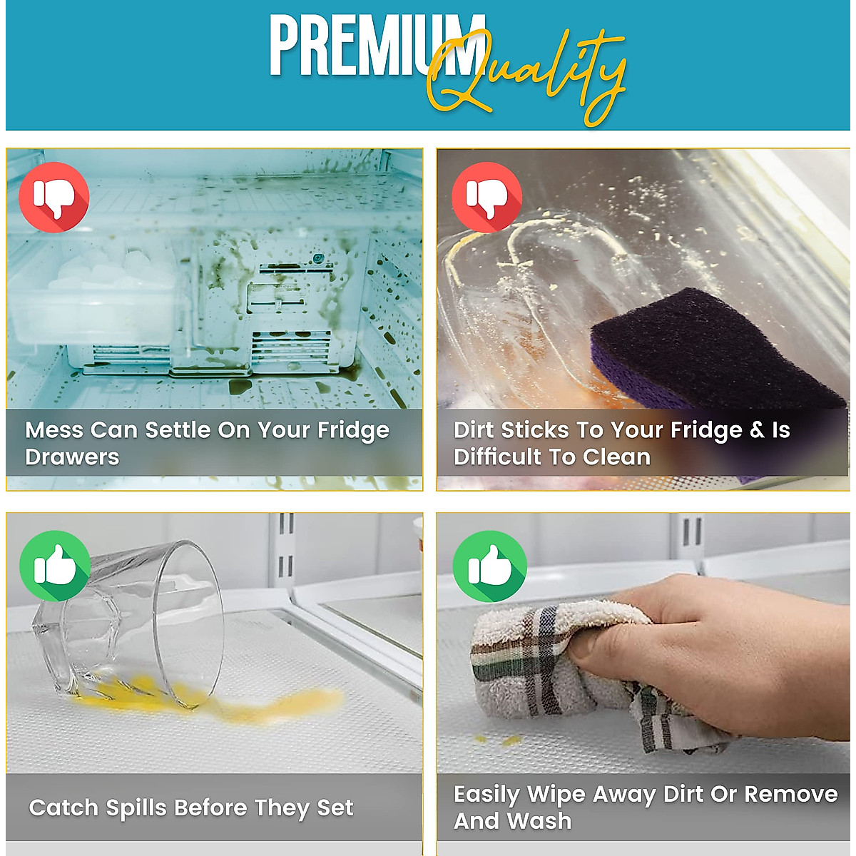 Colorful and Clear Fridge Liners 8 Pack Bundle - Refrigerator Liners for Spill Protection, Organize and Elevate Your Fridge Space!