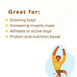 Grow Daily Boys 10+ Shake Mix Bag by Healthy Heights - Protein Powder (Chocolate) - Developed by Pediatricians - High in Protein Nutritional Shake - Contains Key Vitamins & Minerals