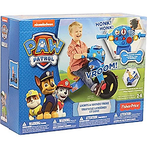 Fisher-Price PAW Patrol Toddler Tricycle Lights & Sounds Trike Toy Bike with Handlebar Grips & Storage for Preschool Kids Ages 2+ Years