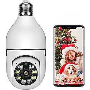 YOBANSE Light Bulb Security Camera, 360 Degree Light Bulb Camera WiFi Outdoor, 1080P Panoramic Wireless Home Surveillance Cameras, Two Way Audio, Night Vision, Smart Motion Detection and Alarm E27