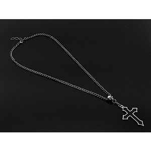 Alchemy Gothic Black Enamel Osbourne`s Cross Necklace