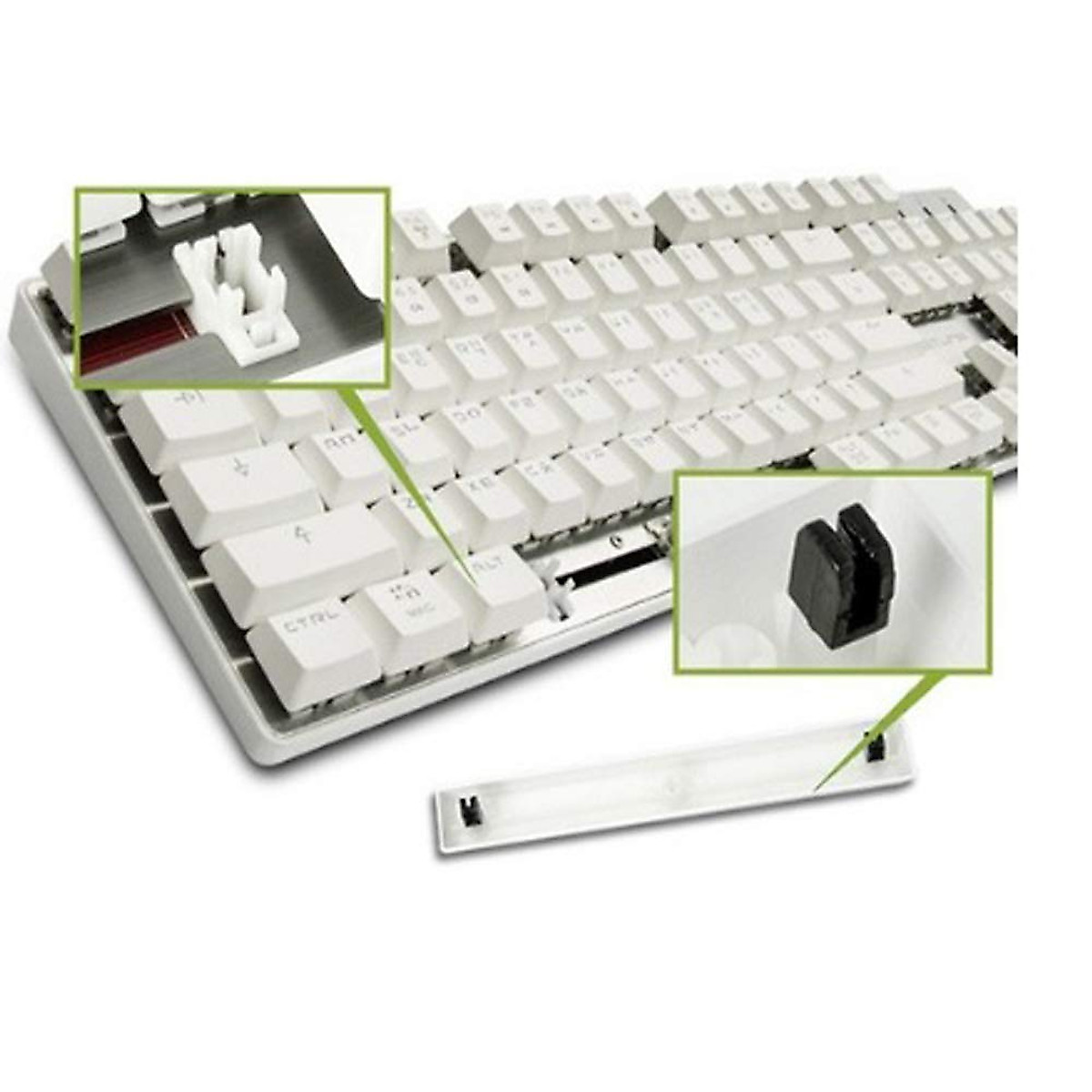 HANSUNG COM Gtune GK360 Quick SWAP Switch Mechanical Custom Gaming Keyboard Rainbow LED NKEY-Rollover (English/Korean Layout) Blue Switch Click (White)