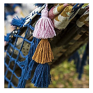 Equip Jacquard Bohemian Macrame Hammock, Blue Patchwork Print, Size 126 in. L x 59 in. W