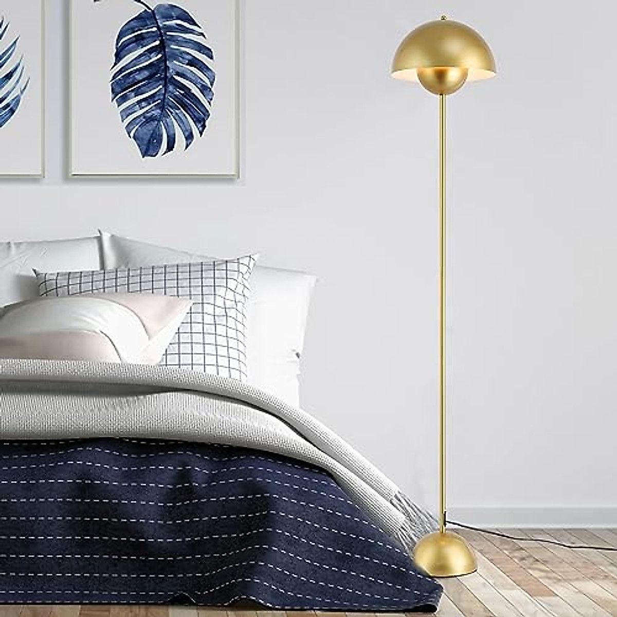 COSYLUX Modern Floor Lamp for Living Room, Industrial Tall Standing Lamp for Bedroom, Metal Shade Reflecting Light Reading Floor Lamp for Office, Nursery Room, Corner(Gold)