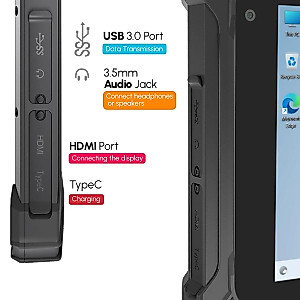 Rugged Windows11 Tablet with Barcode Scanner, 8" IP65 Enterprise Inventory Tablet Equip with N4680 Scan Engine 1D 2D Barcode Scanning, NFC Reader, 4G WiFi Pad Scanner for WMS ERP