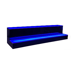 YILIKISS 31 Inch 2 Step LED Lighted Liquor Bottle Display Illuminated Bottle Shelf Home Commercial Bar Shelf Light Changing Shelves with Remote Control,Multiple Colors LED Bar Shelves for Liquor