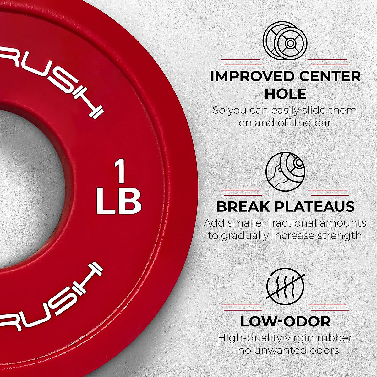 Iron Crush Fractional Weight Plates - Olympic Plates with Improved Center Holes - Durable, Shockproof Virgin Rubber - Gym Equipment for Strength & Endurance Training