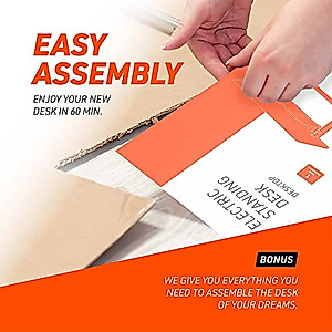 Truweo Adjustable Electric Standing Desk – 50 x 23.6 inches Sit to Stand Office Desk with Cable and Sliding Keyboard Tray – 3 Controlled Memory Height Settings – Anti-Scratch Surface – Grey