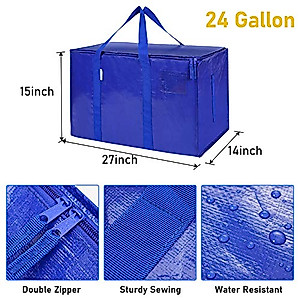 TICONN 6 Pack Extra Large Moving Bags with Zippers & Carrying Handles, Heavy-Duty Storage Tote for Space Saving Moving Storage