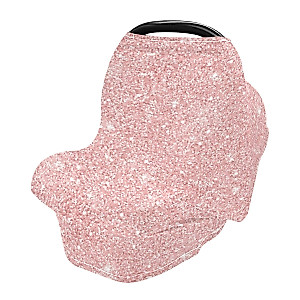 Nursing Cover Breastfeeding Scarf Rose Gold Glitter Pattern Print- Baby Car Seat Covers, Stroller Cover, Carseat Canopy (e)