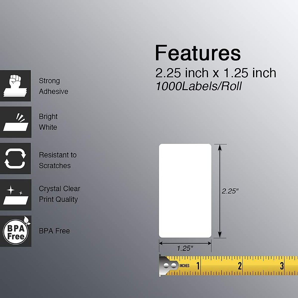 BETCKEY - 2.25" x 1.25" (57 mm x 32 mm) UPC Barcode & Multipurpose Labels Compatible with Zebra & Rollo Label Printer,Premium Adhesive & Perforated [2 Rolls, 2000 Labels]