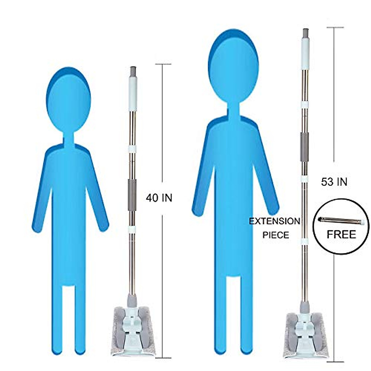 Mop 15 in Microfiber Hardwood Floor Mop 4 Washable Mop Pads Flat Mops for Wet or Dry Laminate Tile Floor Cleaning Wet Mop with Durable Extended Handle