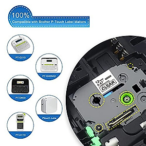 Compatible Clear Label Tape Replacement for Brother P-Touch Clear Label Tape TZe131 TZe-131, Laminated Tze Tape Black on Clear 12mm 0.47 for Ptouch PT-D210 PT-H110 Label Maker, 3 Pack