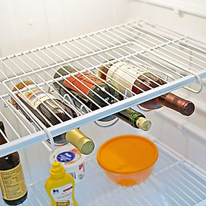 Fridge Wine Rack Bottle Shelf Refrigerator Slide On Rack Holds 3 Bottles and Fits Most Fridge Shelves, Set 2
