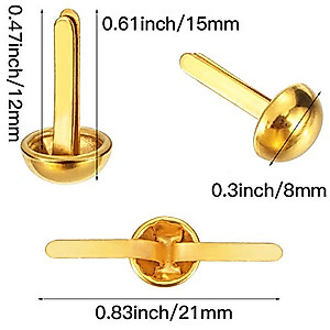 500 Pieces Paper Brass Fasteners Brass Brads Round Fasteners for Kids Craft Art Crafting School Project Decorative Scrapbooking DIY Supplies(Golden,0.3 x 0.6 Inch)