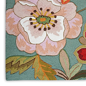 Nourison Fantasy Aqua 3'6" x 5'6" Area-Rug, Modern, Floral, Bed Room, Living Room, Dining Room, Kitchen, Easy washing, Non Shedding, (4' x 6')