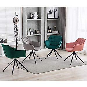 DUHOME Accent Chair Mid-Back Home Office Dining Chairs Modern Upholstered Armchair Atrovirens 1ps