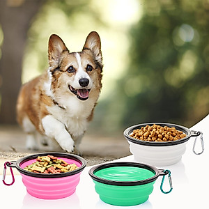 Collapsible Dog Bowls, 3 Pack Collapsable Doggy Water Bowl for Cats Dogs, Portable Travel Dog Feeding Watering Dish for Pet Camping Walking with 2 Carabiners