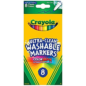 Crayola Ultra Clean Washable Markers, Fine Line Markers, School Supplies, 8 Count