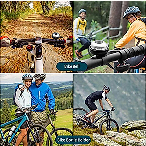 KITHELP 3 Pack Bike Water Bottle Holder, Silicone Phone Holder Secure, Aluminum Bike Bell, 360° Cu