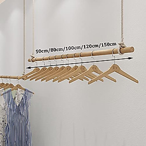 Height Adjustable Ceiling Clothing Hanging Racks,Creative Commercial Wedding Dress Display Shelf, Retail Display Ceiling Organizer Rail,Shop Window Solid Wood Clothes Rail