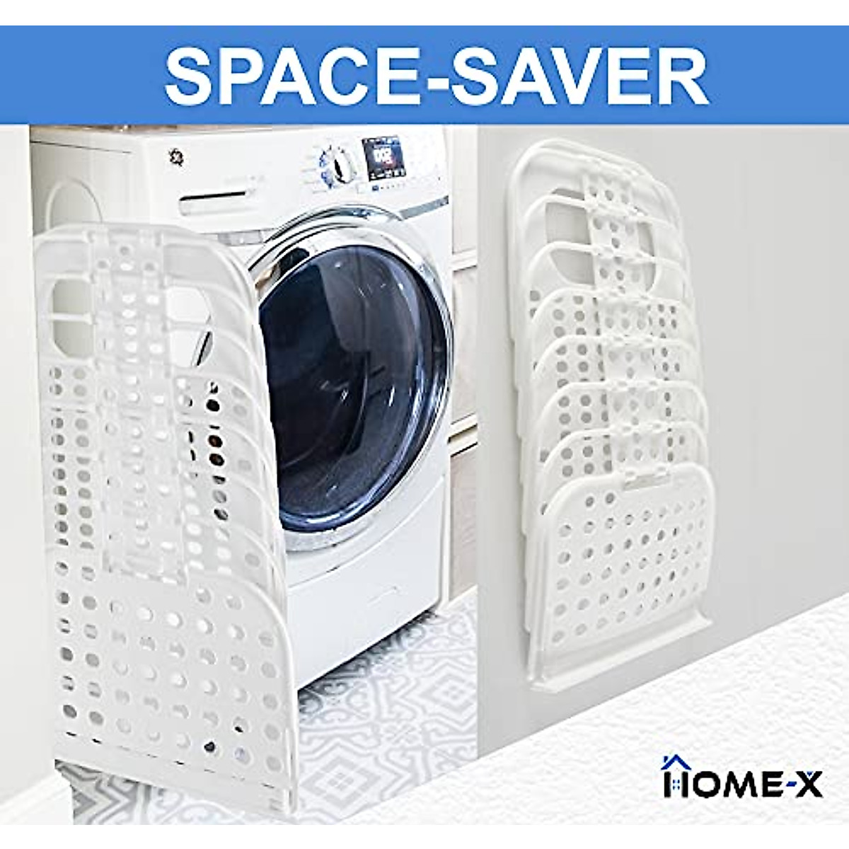 HOME-X Collapsible Laundry Hamper, Plastic Clothes Hamper and Collapsible Laundry Basket, Convenient Hanging Laundry Hamper, 18" L x 10 ½” W x 6 ½” H, White