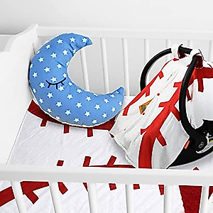 Dear Baby Gear Sports Deluxe Baby Blanket - Double Layer Reversible, Milestone & Infant Gifts for Girls and Boys - Toddler Blankets - Baseball Print, Red Dotted - 40" x 30"