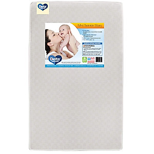 Delta Children Folding Portable Mini Baby Crib & Twinkle Stars 3-Inch Waterproof Portable Crib Mattress, Dark Chocolate