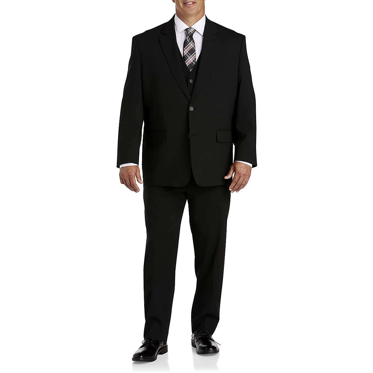 Oak Hill by DXL Men's Big and Tall Waist-Relaxer Pleated Suit Pants Black 44 x 32