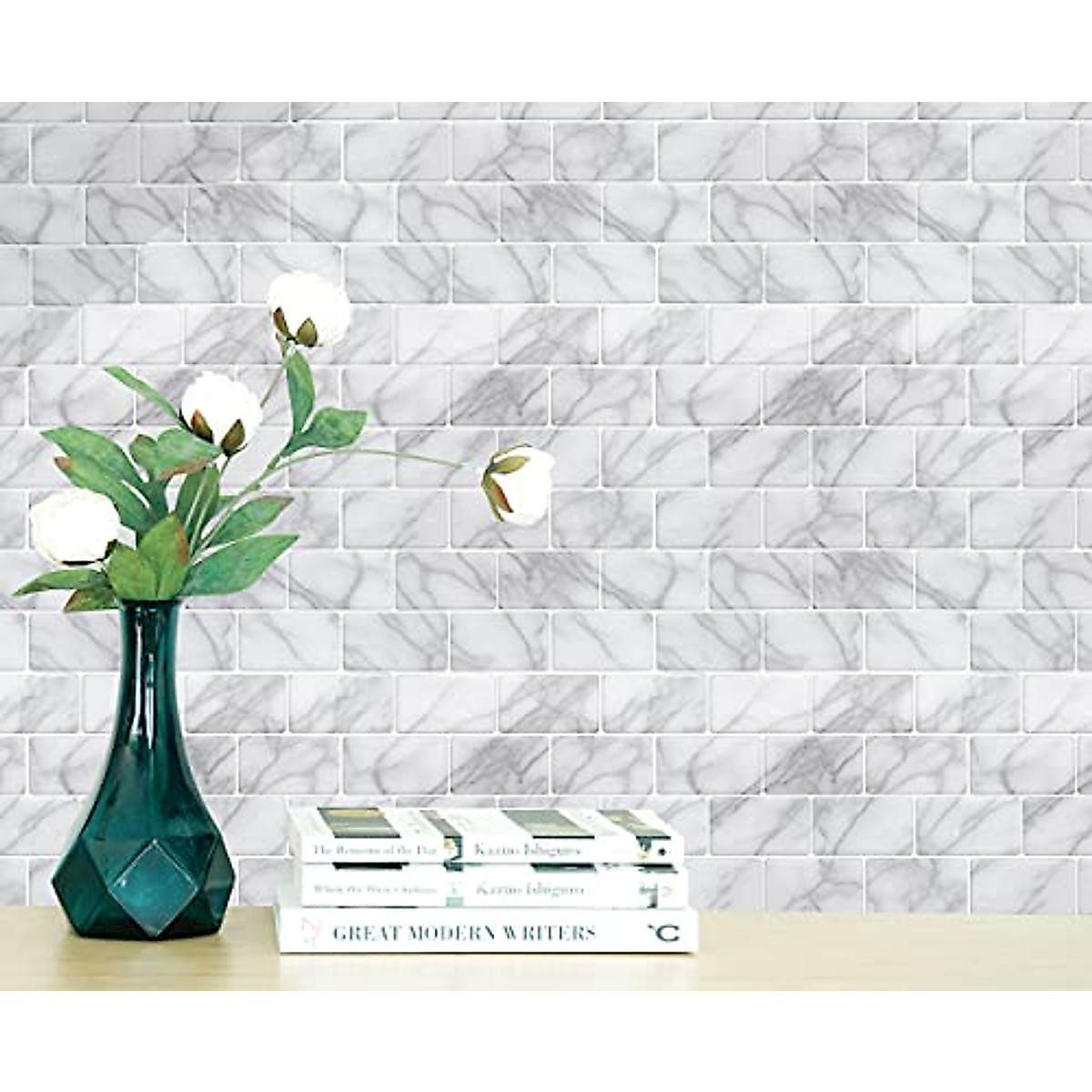 Art3d 10-Sheet Peel and Stick Backsplash Tile for Kitchen (12"x12", Grey Marble)