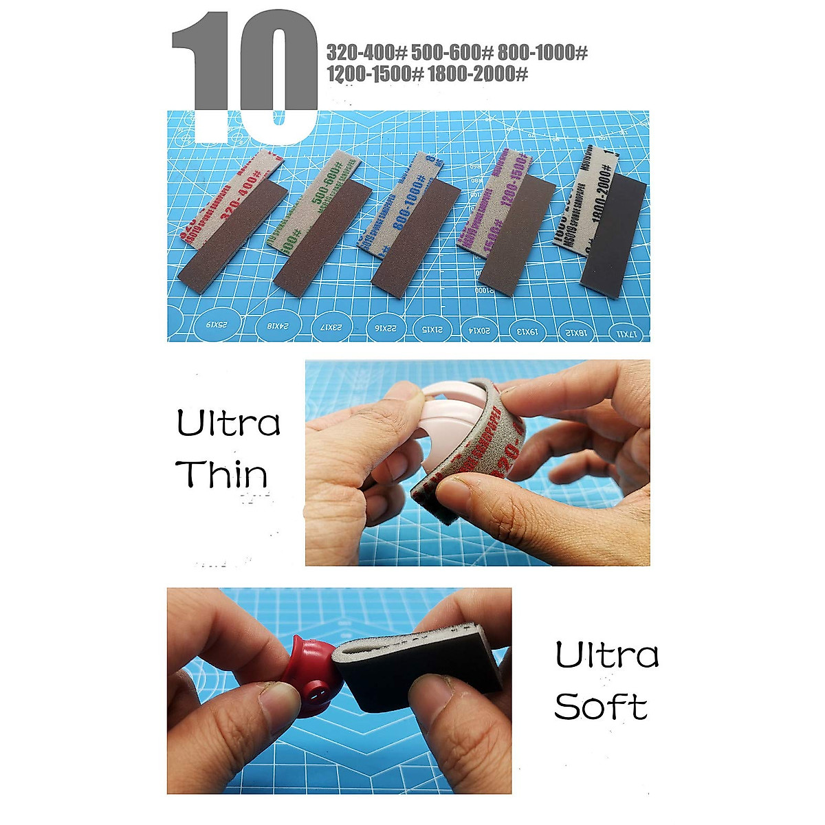 Hobby Model Craft Tools All Purpose Sanding Sponge 50pcs Type(320-400# 500-600#800-1000#1200-1500#1800-2000 grit)