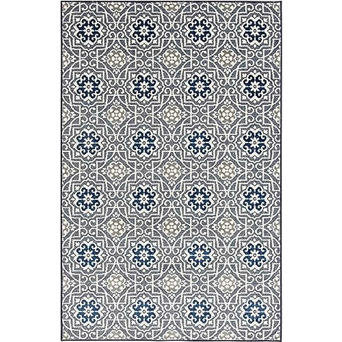 LOOMAKNOTI Tecopa Kidore 8' x 10' Blue Geometric Indoor/Outdoor Area Rug