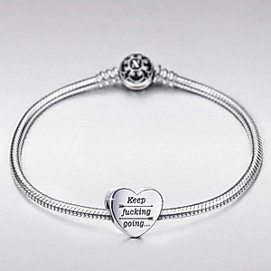 Heart Charm Fit for Pandora Charms Bracelet Inspirational Engraving Jewelry Personality Encouragement Gifts for Women