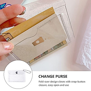 NUOBESTY 2pcs Clear Coin Purse Keychain Transparent PVC Change Purse Wallets Beauty Makeup Lipstick Cosmetic Accessories Organizer Cards Storage for Women Girls