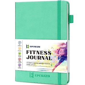 EPEWIZD Fitness Journal Hardcover 6- Month Workout Planner Undated Workout Log Book Home Gym Accessories for Women and Man(Green)