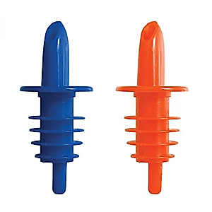 True Liquor Pourers, Free Pourer Spouts for Liquor Bottles, Bottle Pour Spout At Home Bar Accessories for Bars, Red/Blue Set of 2