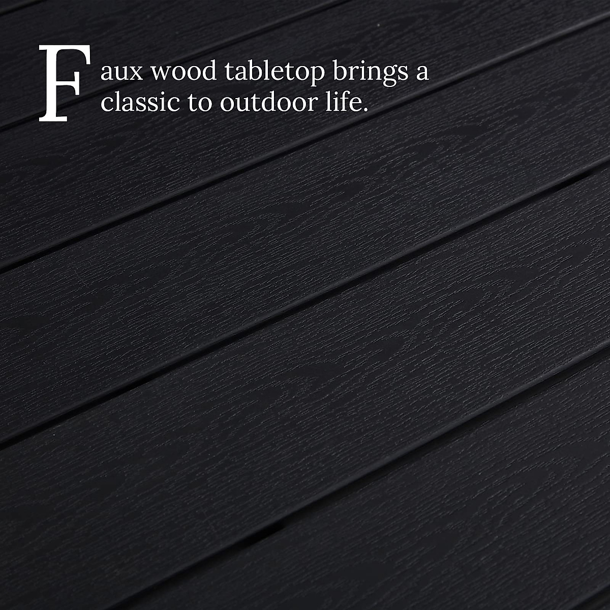 VICLLAX Patio Dining Set for 4, All Weather Outdoor Furniture Set Include Reclangle Patio Table and 2 Grey Outdoor Benches