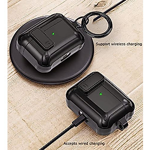 Airpods 3rd Generation Case Men Lock with Cleaning Kit, GARTOO Protective Cover with Cleaning Pen Compatible with Airpod 3rd Gen Case, Shockproof Rugged Shell for Air Pods 3 2021 Charging Case, Black